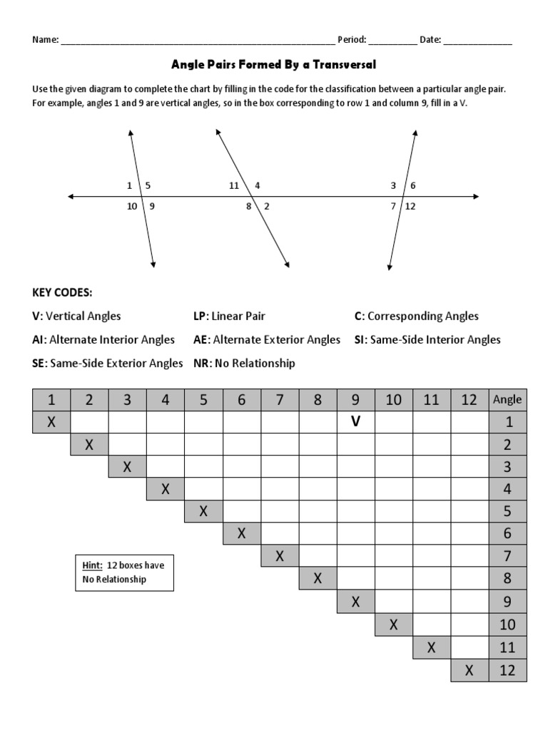 Angle Relationship Grid | PDF | Angle | Geometry