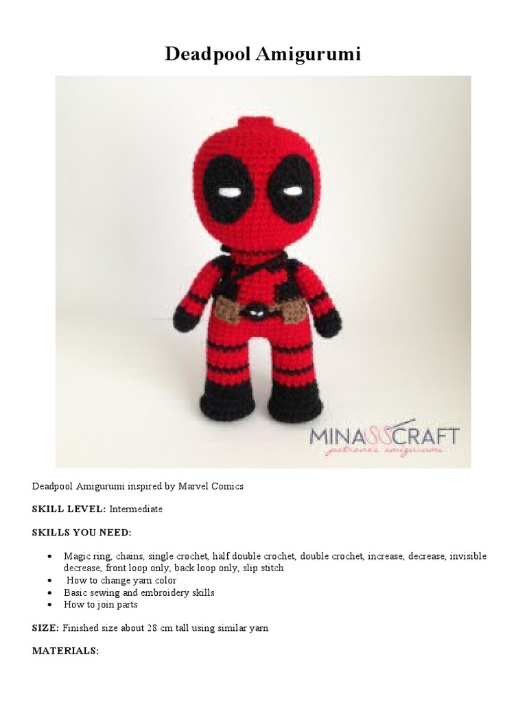 Deadpool Amigurumi Crochet Pattern | PDF | Crochet | Amigurumi