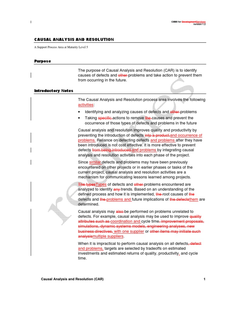 Causal Analysis and Resolution in CMMI | PDF | Causality | Project ...