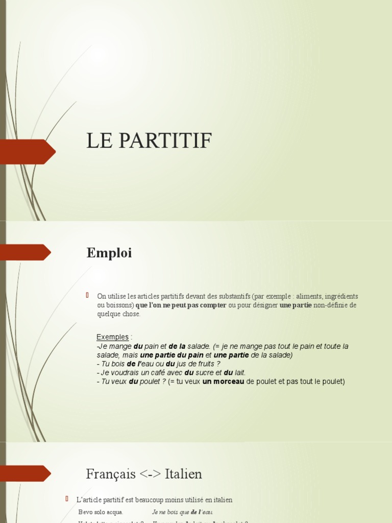 Le Partitif | PDF | Pains | Nourriture et boisson