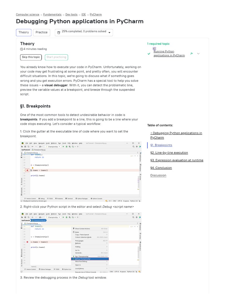 Debugging Python Applications in PyCharm - JetBrains Academy - Learn Programming by Building ...