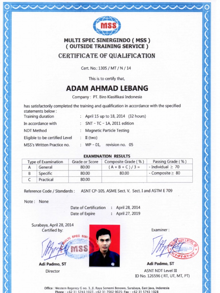 Sertifikat MTPT Adam004 | PDF