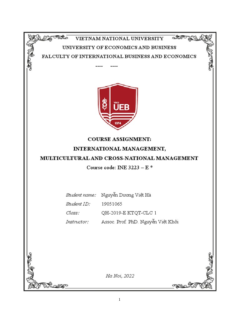 UEB - VNU - International Management, Multicultural and Cross-National ...