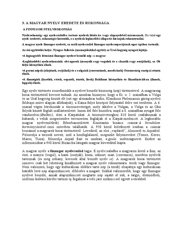 A Finnugor Nyelvrokonság | PDF