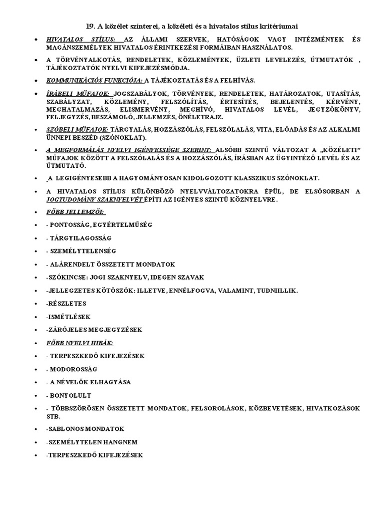 A Közélet Színterei HIVATALOS STÍLUS | PDF