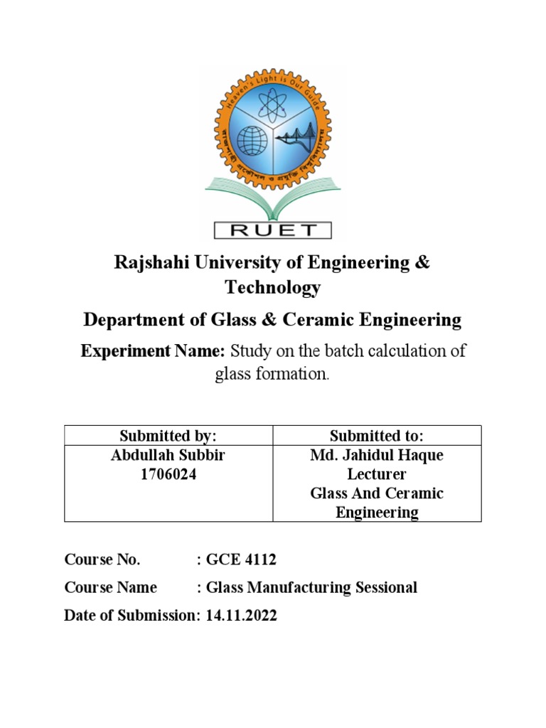 Batch Calculation Pdf Glasses Mole Unit 