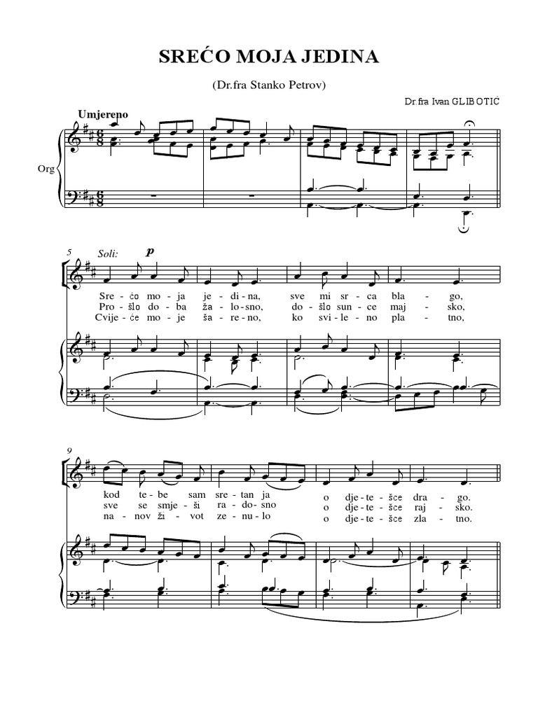 Srećo Moja Jedina (SA) - Glibotić | PDF