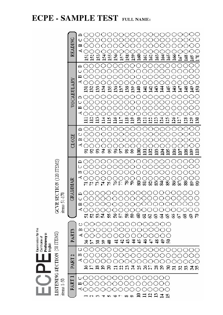 ECPE Sample Test Overview | PDF