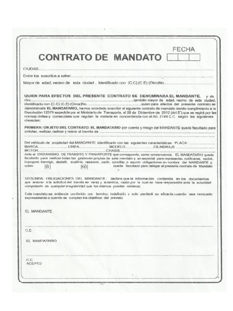 Formato Mandato Traspaso | PDF