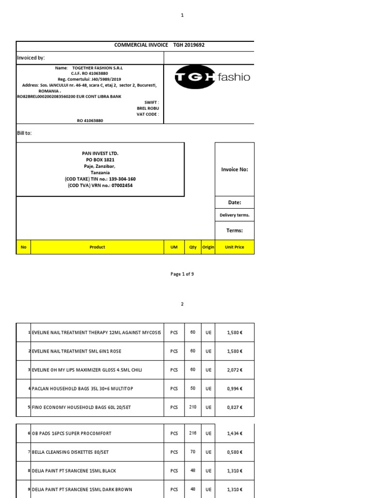Invoice - TGH2019692 16.12.2022 - Export Zanzibar - Produse Market | PDF | Telecommunications ...