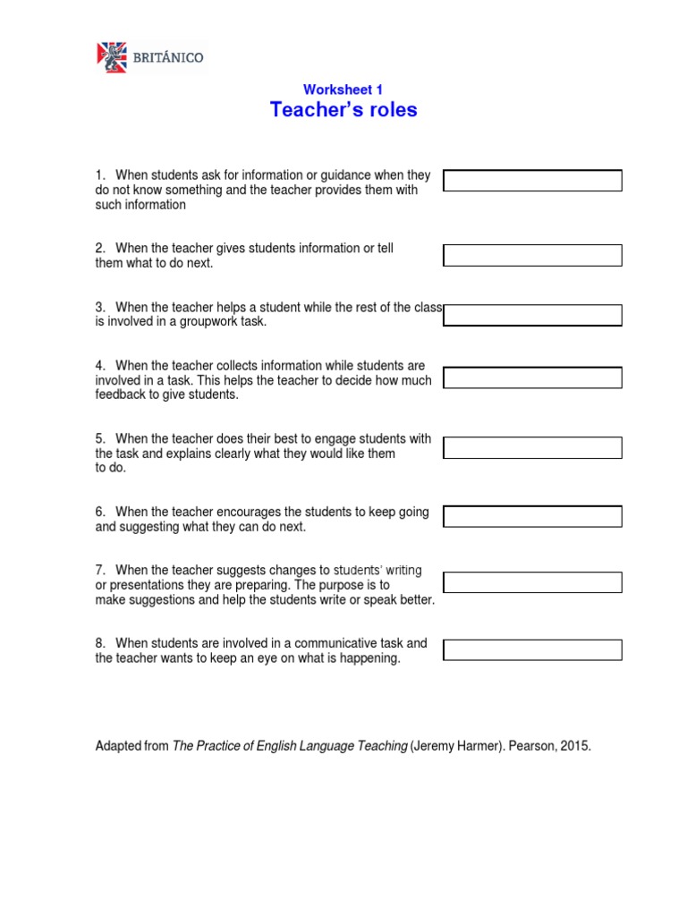 Session 01 Worksheets - Being a Teacher | PDF | Teaching Method | Teachers