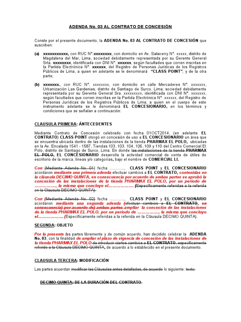 Modelo de Adenda 03 | PDF
