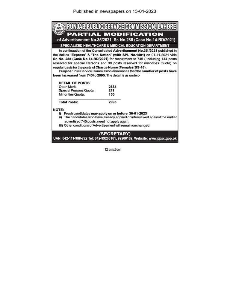 Partial Modification Charge Nurse Case No. 14D2021 | PDF