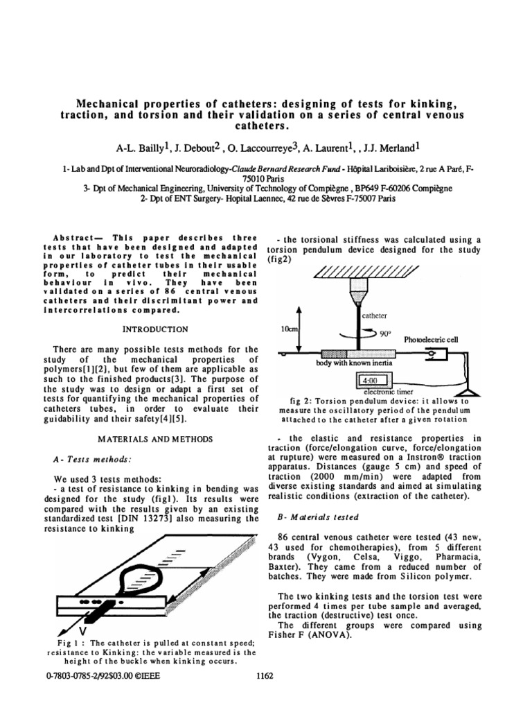 Bailly Et Al. - 1992 - Mechanical Properties of Catheters Designing of T | Download Free PDF ...
