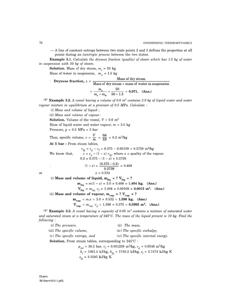 7.calculate The Dryness Fraction (Quality) of Steam Which Has 1.5 KG of ...