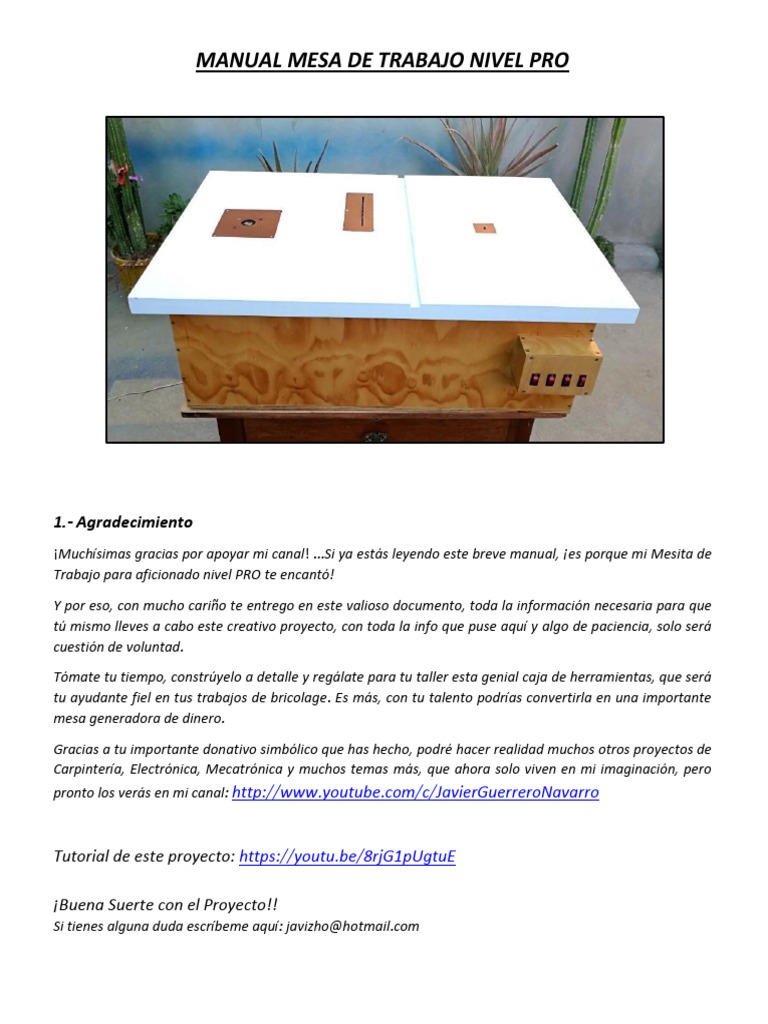 Manual Mesa de Trabajo PRO | PDF