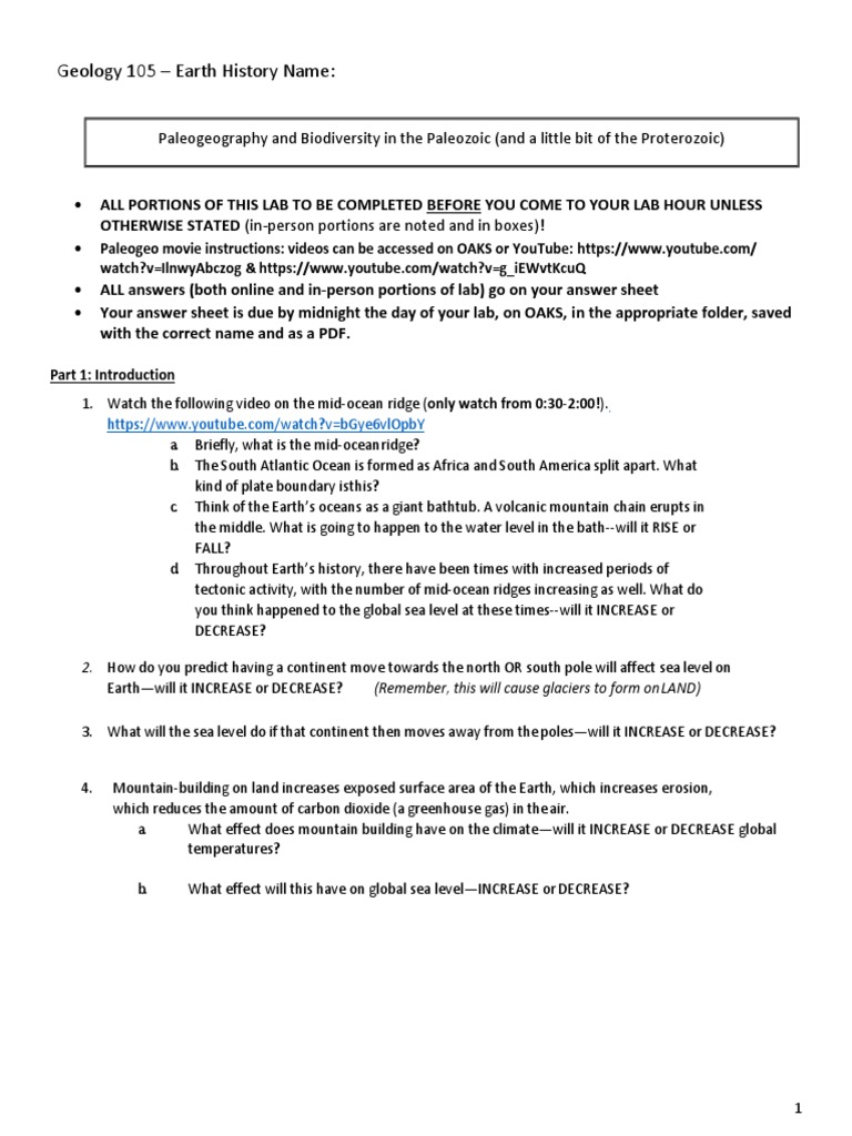 Paleozoic Earth Map and Biodiversity Lab | PDF | Earth | Nature