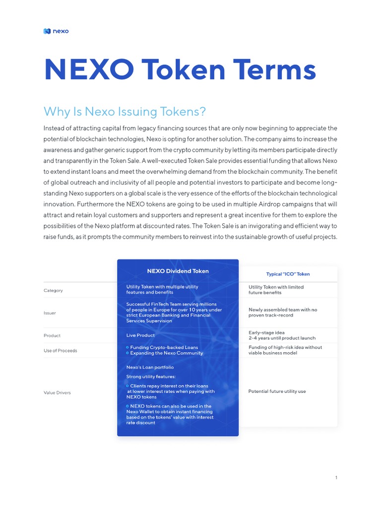 NEXO Token Terms | PDF | Cryptocurrency | Dividend
