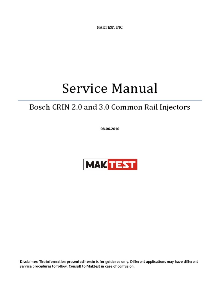 MANUAL - Bosch CRIN 2.0 and 3.0 Common Rail Injectors | PDF | Valve | Screw