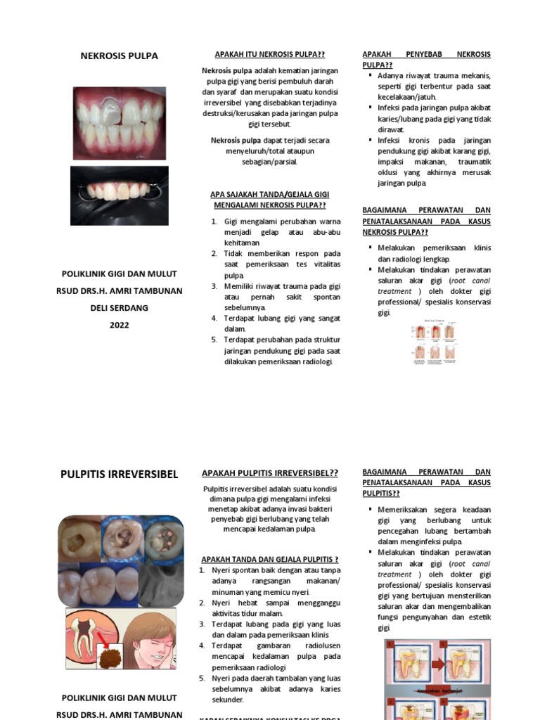 Leaflet Pulpitis Dan Nekrosis Pulpa | PDF