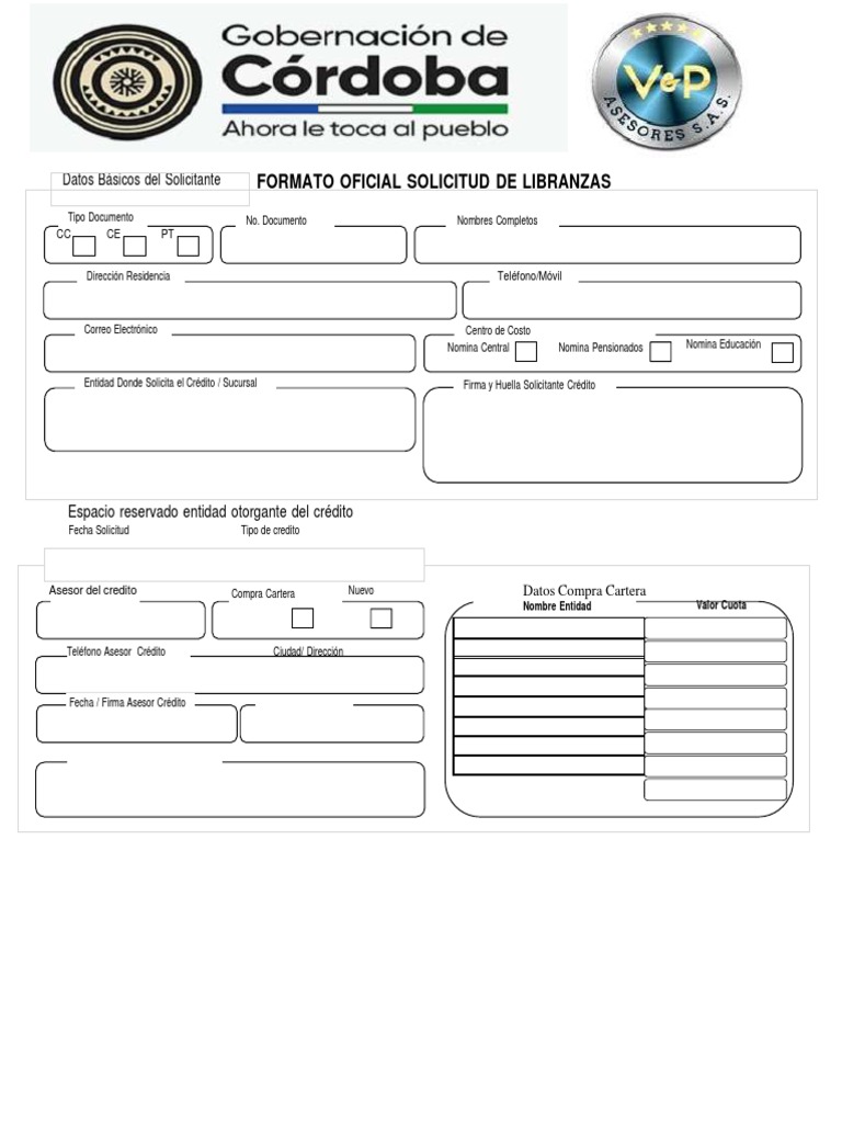 Formato Oficial Solicitud de Libranza | PDF