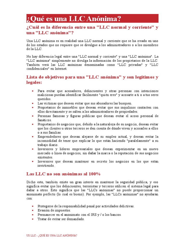 4.qué Es Una LLC Anónima | PDF