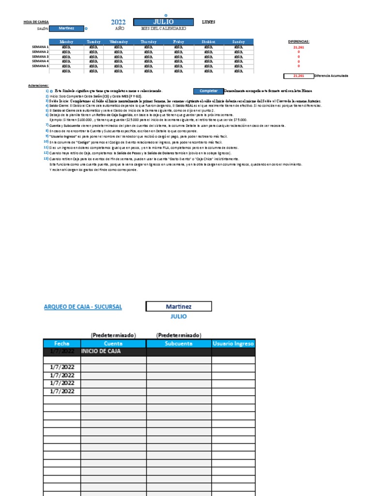 Plantilla Arqueo | PDF