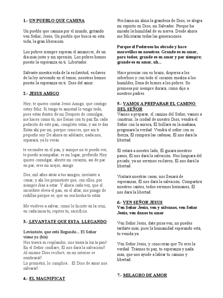 Cantos De Adviento 2022 Pdf Eucaristía Amor