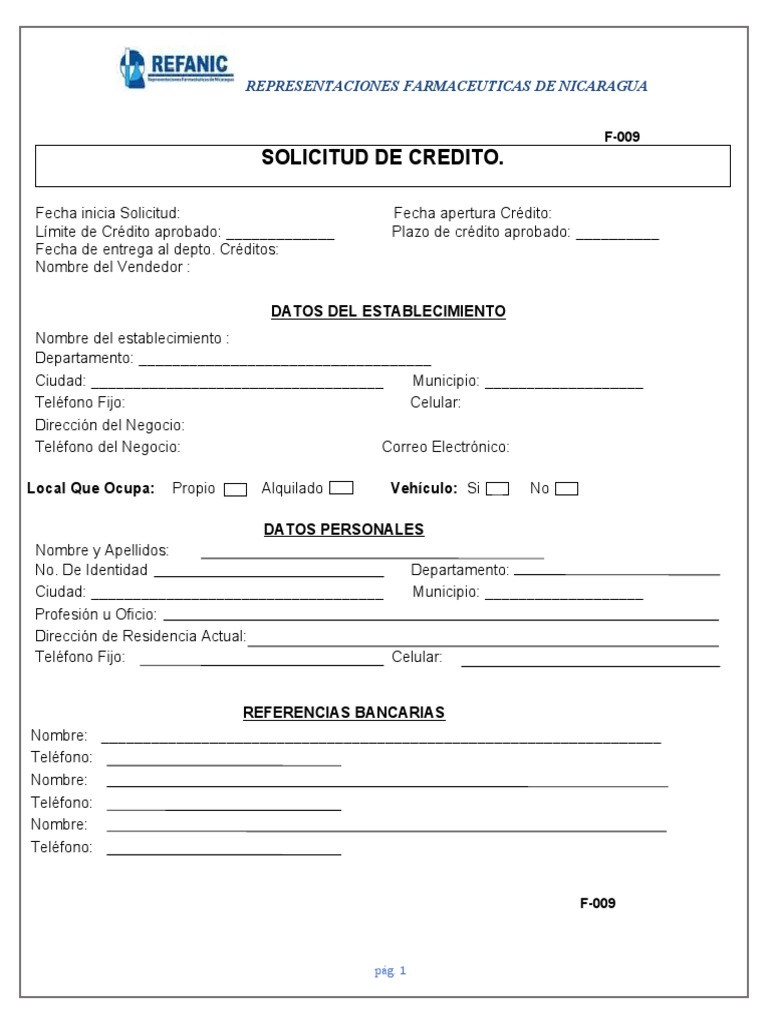 Solicitud de Credito F-009 Modificado | PDF | Negocios