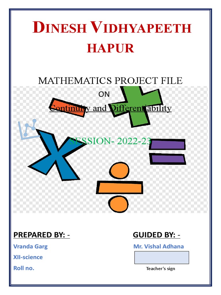 Maths Project File | PDF | Continuous Function | Function (Mathematics)
