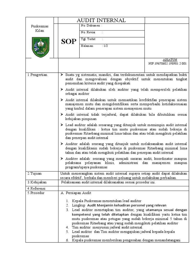 Sop Audit Internal | PDF