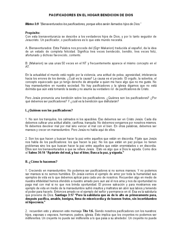 Pacificadores: Hijos de Dios en Acción | PDF