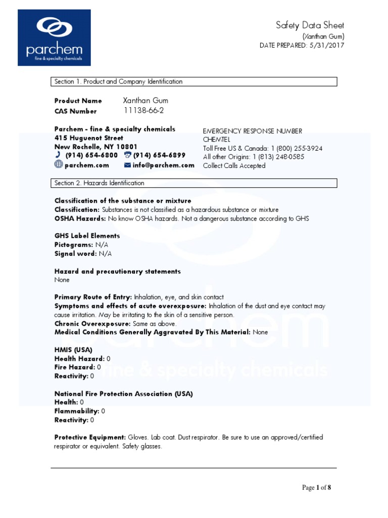 GHS Xanthan Gum MSDS | PDF | Toxicity | Environmental Science