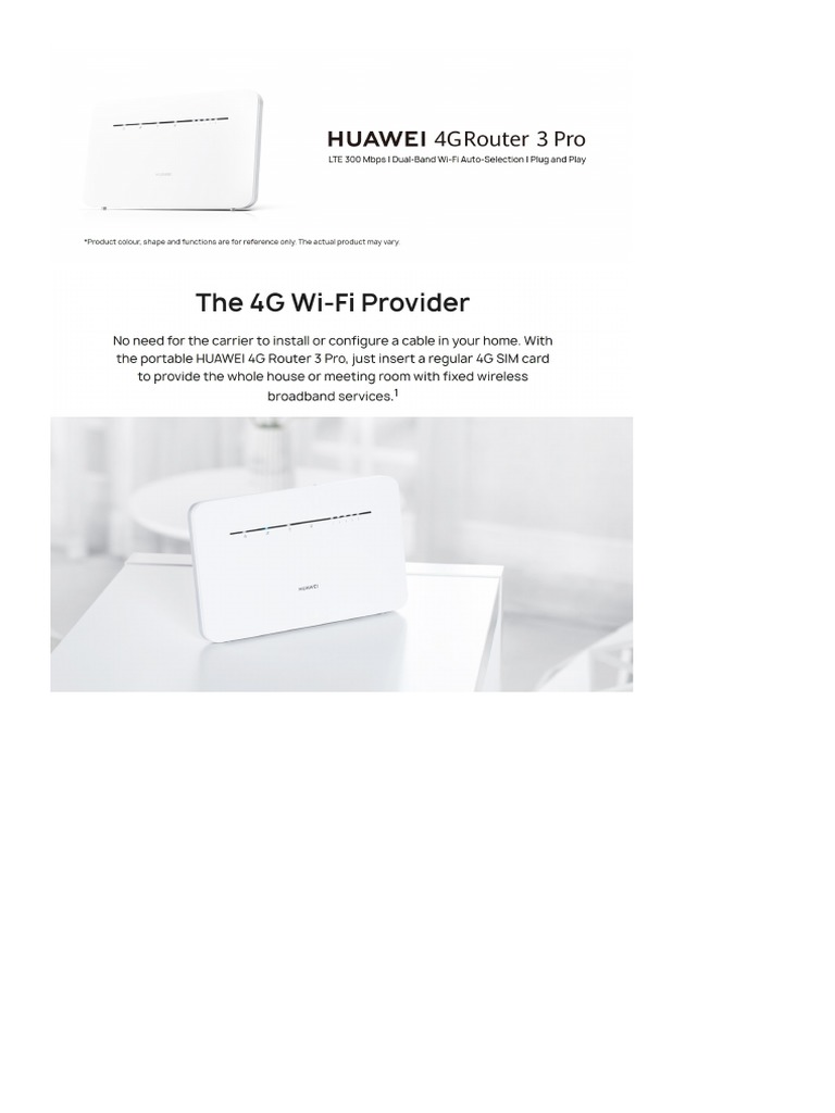 Huawei 4G Router 3 Pro Specs | PDF | Computers