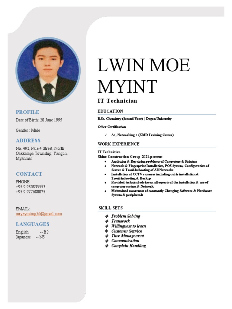 Lwin Moe Myint - CV | PDF