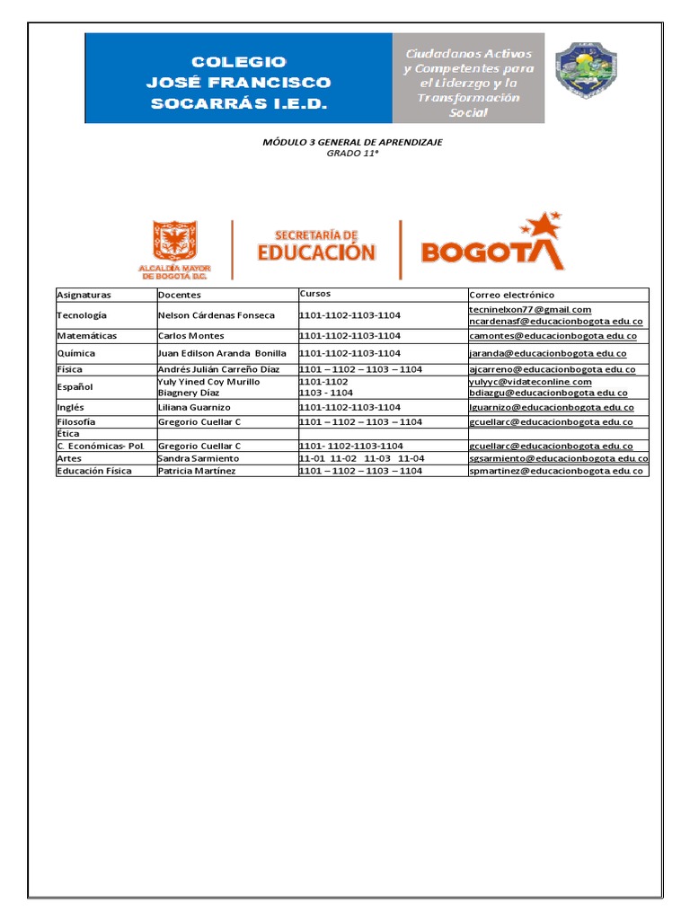 Modulo 3 - Grado 11° - 2022 | PDF