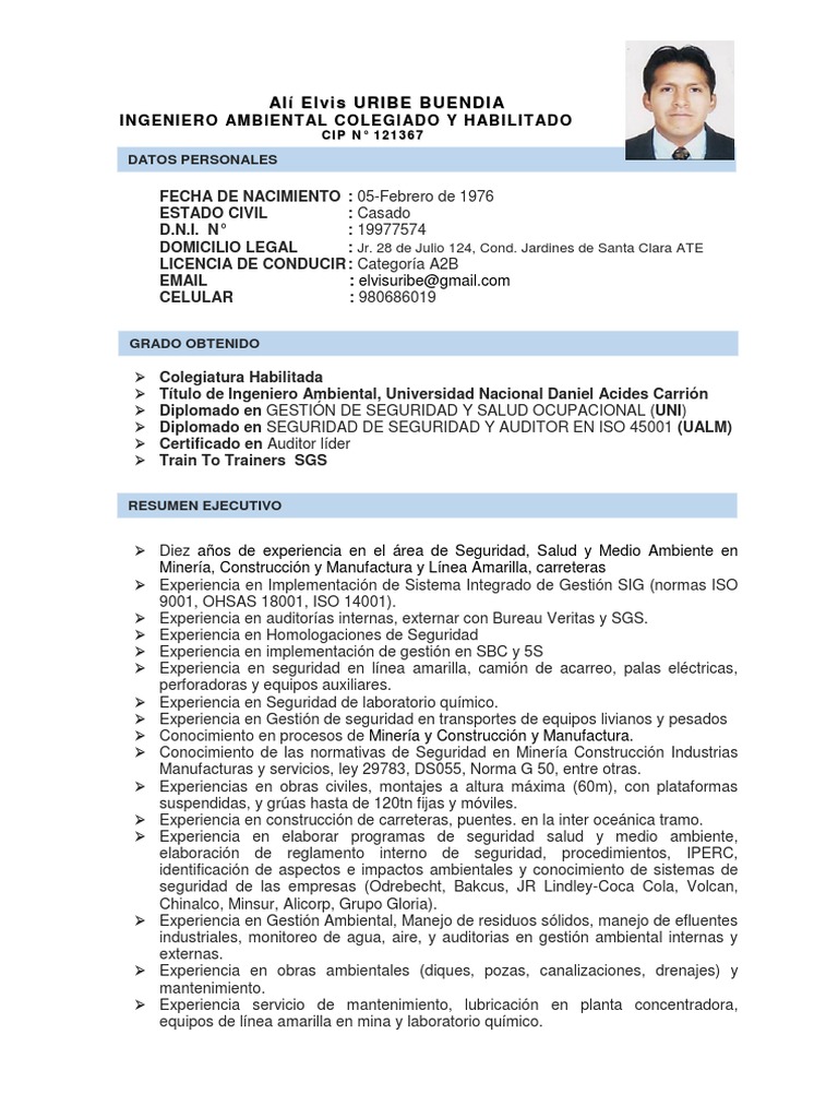CV. Ali Elvis Uribe Buendia 2023 | PDF | Entorno natural | Economias