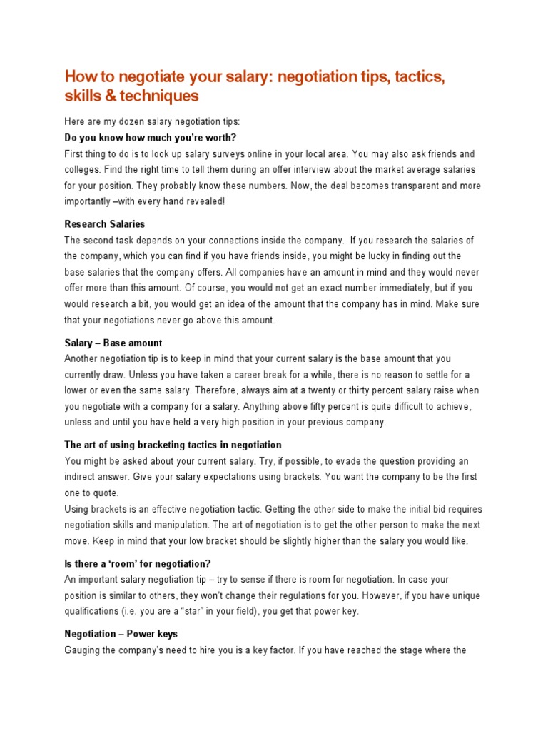 Negotiating Salary During Interview | PDF | Negotiation | Salary