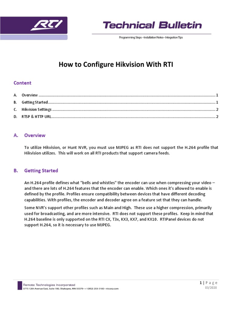 Configure Hikvision for RTI Users | PDF