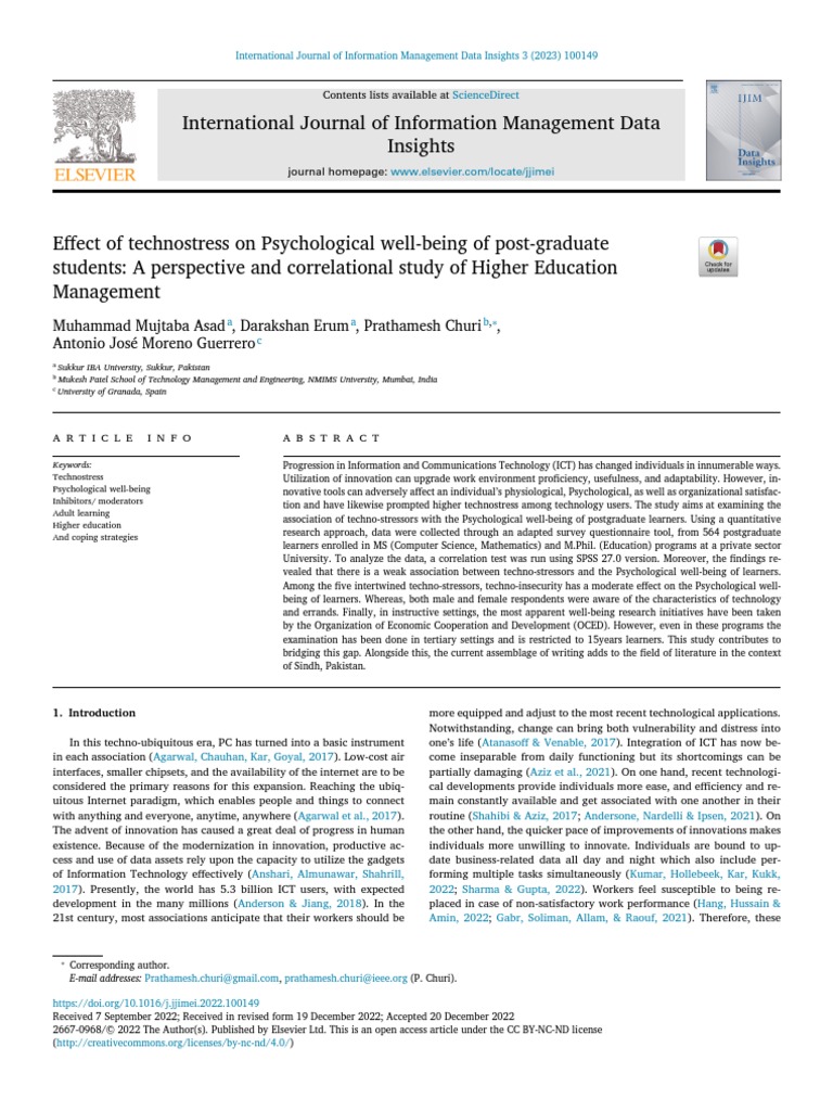 Effect of Technostress | PDF | Learning | Stress (Biology)