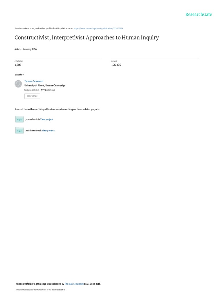 Constructivist Interpretivist Approaches To Human | PDF