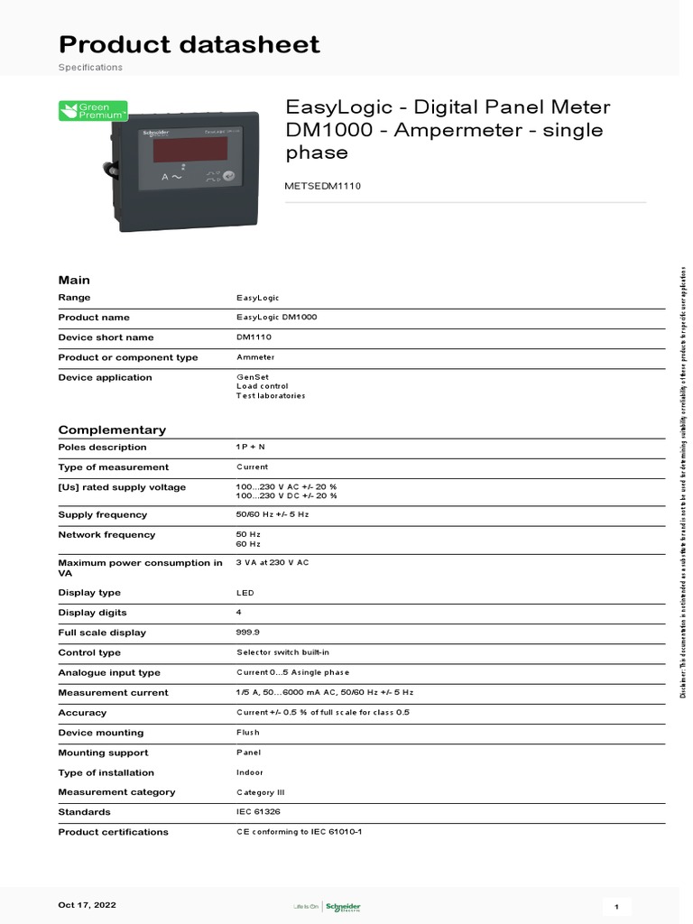 EasyLogic DM1000 DM3000 Series METSEDM1110 | PDF | Alternating Current ...