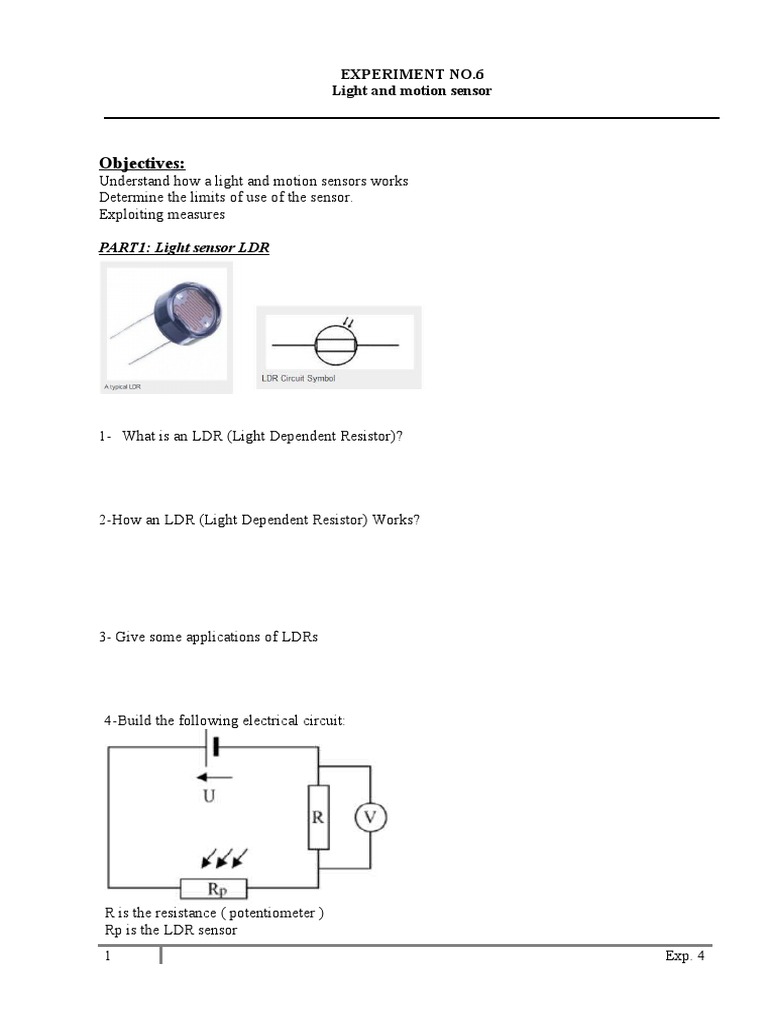 Experiment 6 Light and Motion Sensor | PDF