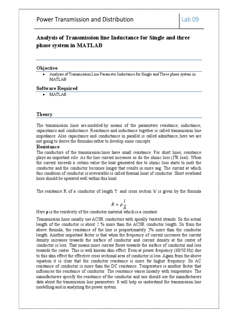 Lab 9 | PDF | Inductance | Transmission Line