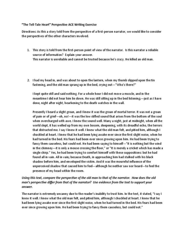 Analyzing Perspectives in "The Tell-Tale Heart" | PDF | Narration