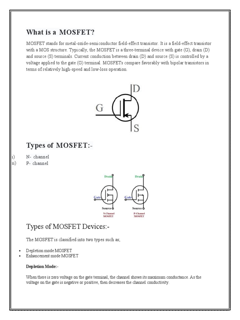 MOSFET | PDF | Mosfet | Field Effect Transistor