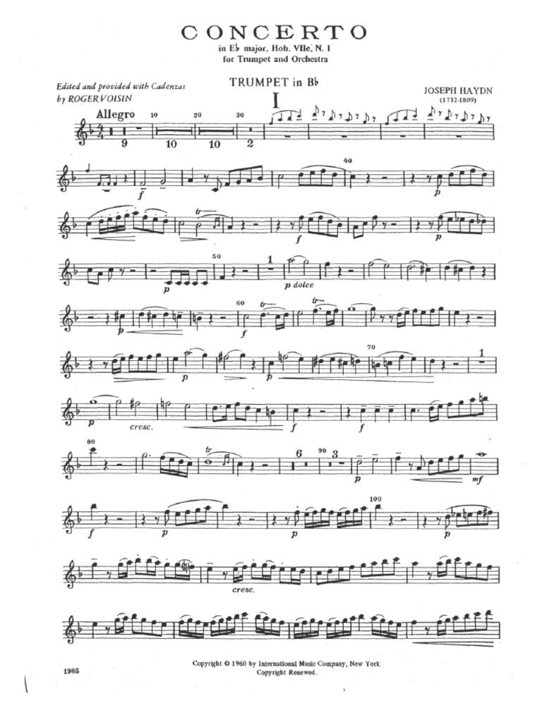 Haydn Solo For Trumpet in BB | PDF | Classical Music | Compositions For ...