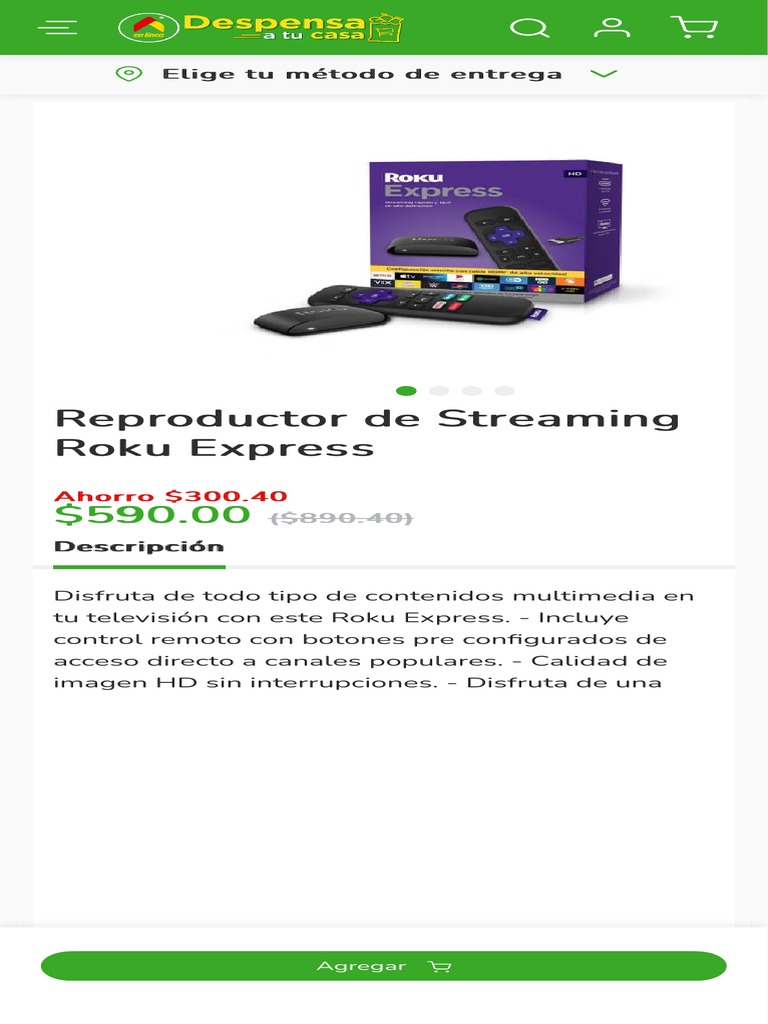 Reproductor de Streaming Roku Express Bodega Aurrera Despensa A Tu Casa | PDF