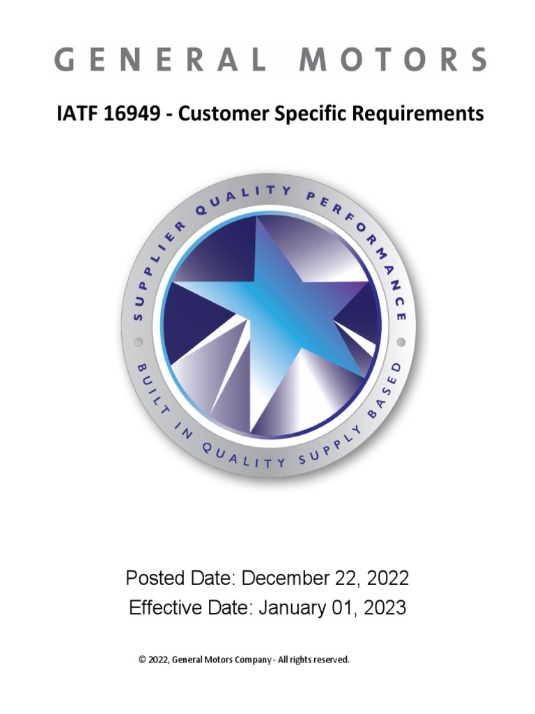 IATF 16949 GM CSR Jan 2023 | PDF | Audit | Iso 9000