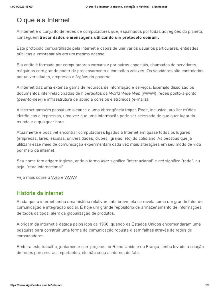 A Internet | PDF | Internet | Rede de computadores